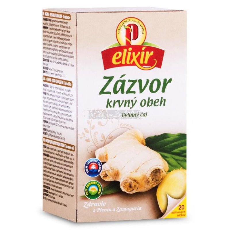Agrokarpaty elixír zázvor na krvný obeh bylinný čaj 20x1,5g