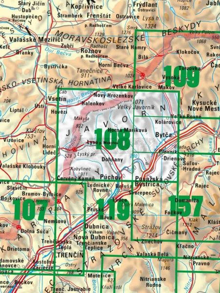 Javorníky - Púchov 108 Turistická mapa 1:50 000 | ValachShop.sk