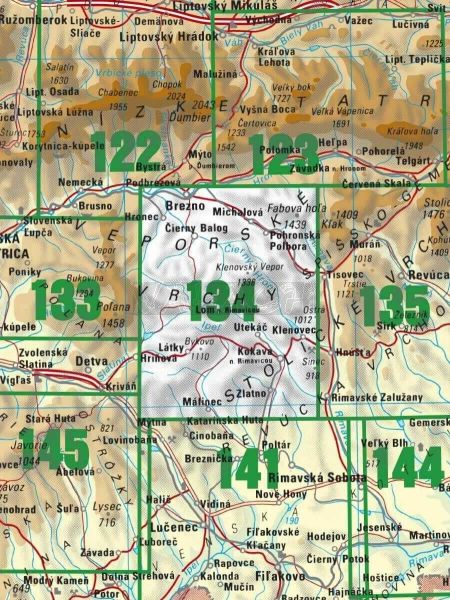 Veporské vrchy 134 Turistická mapa 1:50 000 | ValachShop.sk