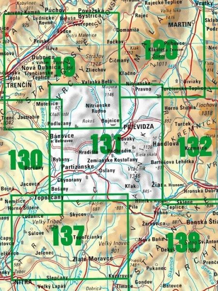 Vtáčnik - Horná Nitra 131 Turistická mapa 1:50 000 | ValachShop.sk